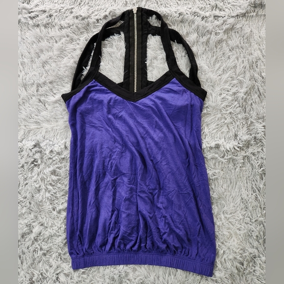 bebe | Tops | Bebe Sport Purple And Black Strappy Tank Top | Poshmark
